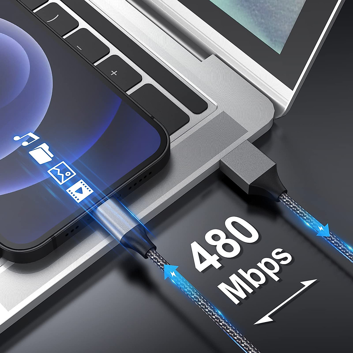 Sundix iPhone Charger, Lightning Cable [MFi Certified] 5Pack [1/3/3/5/5FT] iPhone Charger Cable Cord Nylon Braided Fast Charging Data Transfer Cord for iPhone 14/13/12/Pro Max /11/XS/Max/XR/X/8