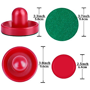URATOT Air Hockey Pushers and Air Hockey Pucks Air Hockey Paddles, Goal Handles Paddles Replacement Accessories for Game Tables(4 Pushers, 8 Red Pucks and 8 Green Pads)