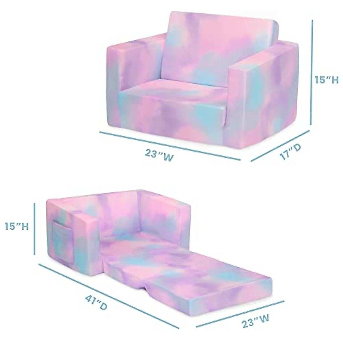 Cozee Flip-Out Chair - 2-in-1 Convertible Chair to Lounger for Kids