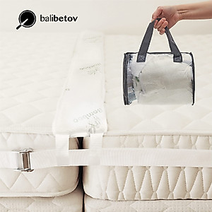 BALIBETOV Twin to King Bed Converter Mattress Bridge, Adjustable Connector Gap Filler Kit, Soft Memory Foam Topper with Bedding Strap, Full, Queen, XL Compatible