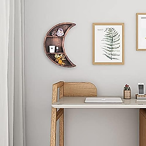 ELIAUK Floating Moon Wooden Shelves Reversible Crescent Moon Shelf,Home Wall Decor for Living Room Bedroom…