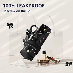 SDGA+ 24 oz Stainless Steel tumbler with Lid and Straw Leak Proof, Cute Travel Coffee Mug for Hot and Cold, Insulated Thermal Water Bottle Resuable Cute Portable Cup for Women, Blcak Star