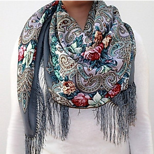 Women's scarves Woolen Shawl Natural Pavlovo Posad Ladies Fashion Russia