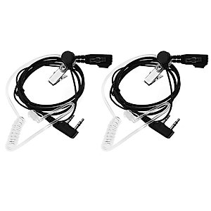BAOFENG 2 Pin PTT Mic Covert Acoustic Tube Earpiece Headset for Kenwood PUXING UV-5R UV-5RA 888S 2 Way Radio(2 Pack)