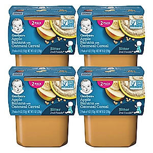 Gerber Baby Food, 2nd Foods, Apple Banana with Oatmeal, 8 OZ 2 count (Pack of 4)