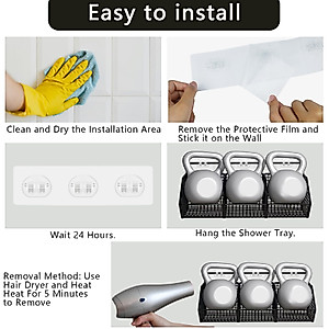 18 PCS Shower Caddy Adhesive Replacement Hooks, Transparent Strong Adhesive Strips, for Soap Holders, Bathroom Shelves, and Kitchen Racks