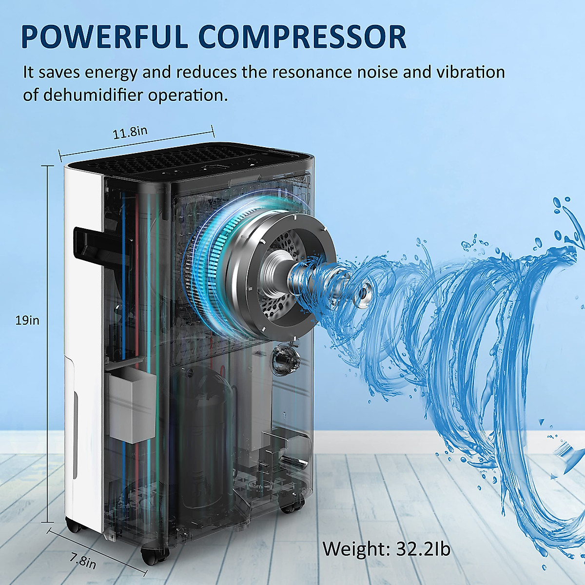 50 Pints Dehumidifier for Basement, Britsou Dehumidifiers for Home with Drain Hose - Quiet Smart Dehumidifier with 3 Modes, 24 Hr Timer - Ideal for Home Bedroom, Bathroom