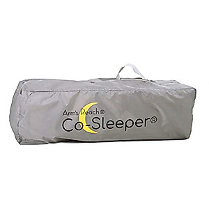 Arm’s Reach Mini Ezee 3 in 1 Co-Sleeper Folding Bedside Bassinet and Play Yard Featuring Breathable Mesh Sides with Side Pockets for Storage and 4-Inch Sleeping Nest Height