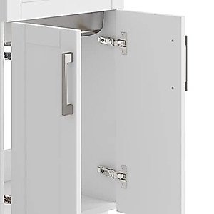 SIMPLIHOME Hennessy All-in-One Utility Sink & Cabinet in Pure White, 20-inch, Laundry Cabinet with Stainless Steel Sink, Chrome Faucet, Shaker-Style Doors for Laundry Room, Garage, Mudroom