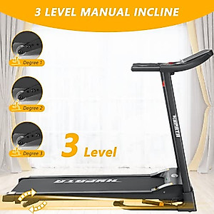 HYPATA Treadmill 300 lb Capacity,Max 2.5 HP Folding Treadmills for Running and Walking Jogging Exercise with 12 Preset Programs, 300 LBS Weight Capacity, Easy Assembly for Home Use