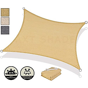 AXT SHADE Rectangle Sun Shade Sail, 8' x 12' Sand Sunshades Sails Patio Cover Canopy Shades for Outdoor Activity
