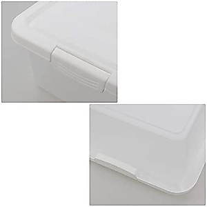 Easymanie 14 Quart Frosted Latching Bin, Plastic Storage Box with White Lid, Pack of 2, F