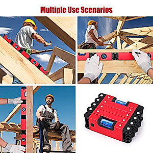 DEOYUEND Foldable Level, 28Inch Multi-Angle Measurement Woodworking Tools, with 45°/90°/180° Bubbles for Carpenters,Woodworkers,Fabricator