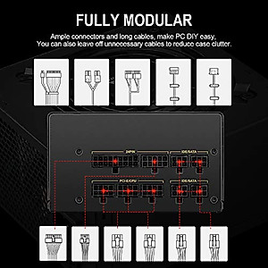GOLDEN FIELD GPG750 Power Supply 750W Full Modular 80+ Gold Certified Computer PC ATX PSU 5 Years Warranty