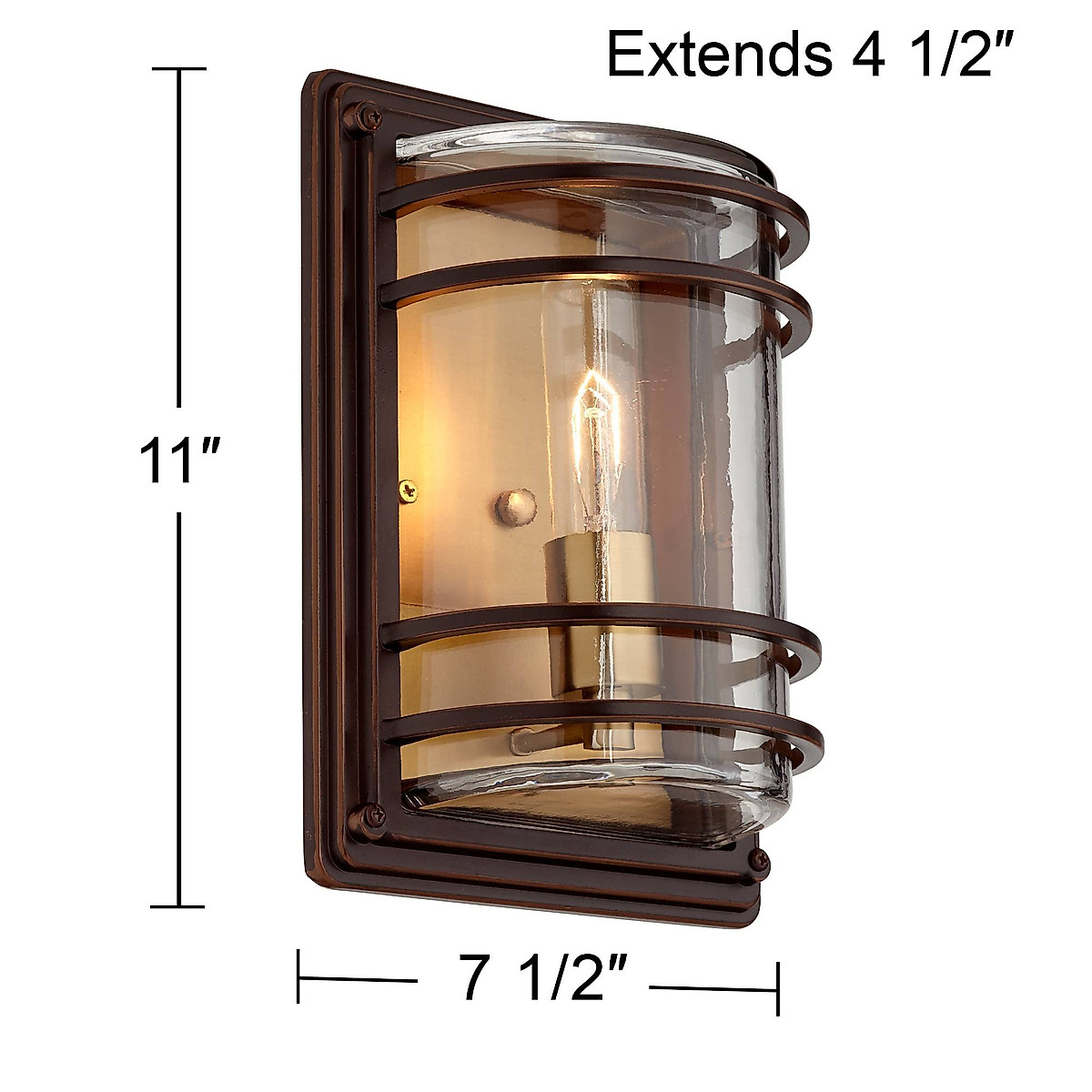 John Timberland Habitat Modern Outdoor Wall Light Fixtures Set of 2 Bronze 11" Clear Glass Shade for Exterior Barn Deck House Porch Yard Patio Outside Garage Front Door Garden Home Roof Lawn