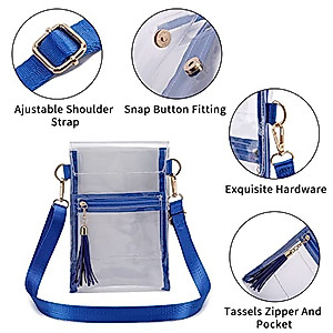 LZXYBIN Clear Purse Stadium Approved, Small Cute Clear Gameday Handbags See Through Purse Transparent Crossbody Bag for Women (Blue)