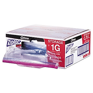 Ziploc 94602 Double Zipper Bags, Plastic, 1gal, 1.75mil, Clear w/Write-On Panel (Box of 250)