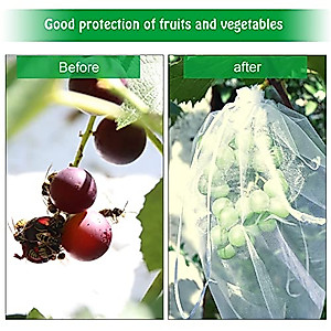 100 Pcs Penetrating Light Fruit Protection Bags- 8x12 Inch Organza Fruit Netting Barrier Bags ,Garden Plant Fruit Mesh Bags with Drawstring