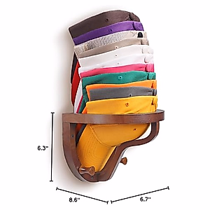 TOINSIX Hat Rack for Baseball Caps - Hat Organizer Holds Up to 30 Caps Storage, Wooden Ball Cap Holder Racks for Wall and Door, No-Drilling Mount (Brown)