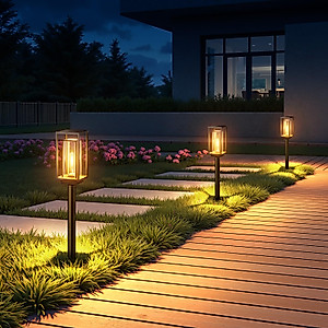 WdtPro Solar Pathway Lights Outdoor, 2X Bigger & Brighter Solar Lights Outdoor Waterproof, Over 12 Hours Double-Layer Solar Garden Lights, Auto On/Off Solar Lights for Outside Yard Walkway Driveway