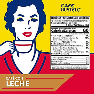 Café Bustelo Café con Leche Flavored Espresso Style Coffee, 10 Keurig K-Cup Pods
