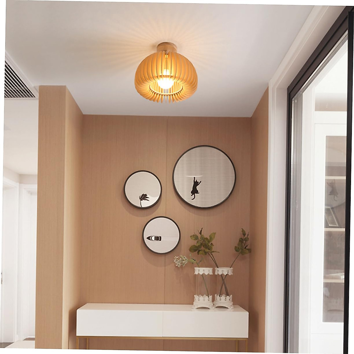 DOITOOL 1pc Wooden Ceiling Lamp Ceiling Light Fixture Flush Mount Light Fixture Ceiling Lamp Shade Light Fixtures Ceiling Mount Hallway Light Fixtures Ceiling Entryway Light Fixture