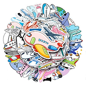 Airplane Stickers 50 Pieces Cartoon Airplane Waterproof Vinyl Decal for Laptop Flask Water Bottle Scrapbook Helmet Cell Phone Skateboard Decor Decal Kids Teen Adult Fashion Stickers