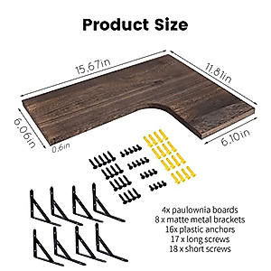 Gonghraoe Corner Floating Shelf, Rustic Wall Mounted Shelves Set of 4, Shelves for Wall Storage, Photo Picture Ledge, Display Ledges, Kitchen Spice Rack, Hanging Shelf Organizer