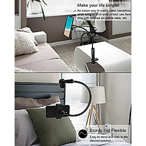 Gooseneck Phone Holder for Bed / Desk, Flexible Phone Holder with 360 Adjustable Clamp Clip, Overhead Phone Mount, for Cookie Decorating, Recording or Watching Video TikTok Blog Crafting Drawing