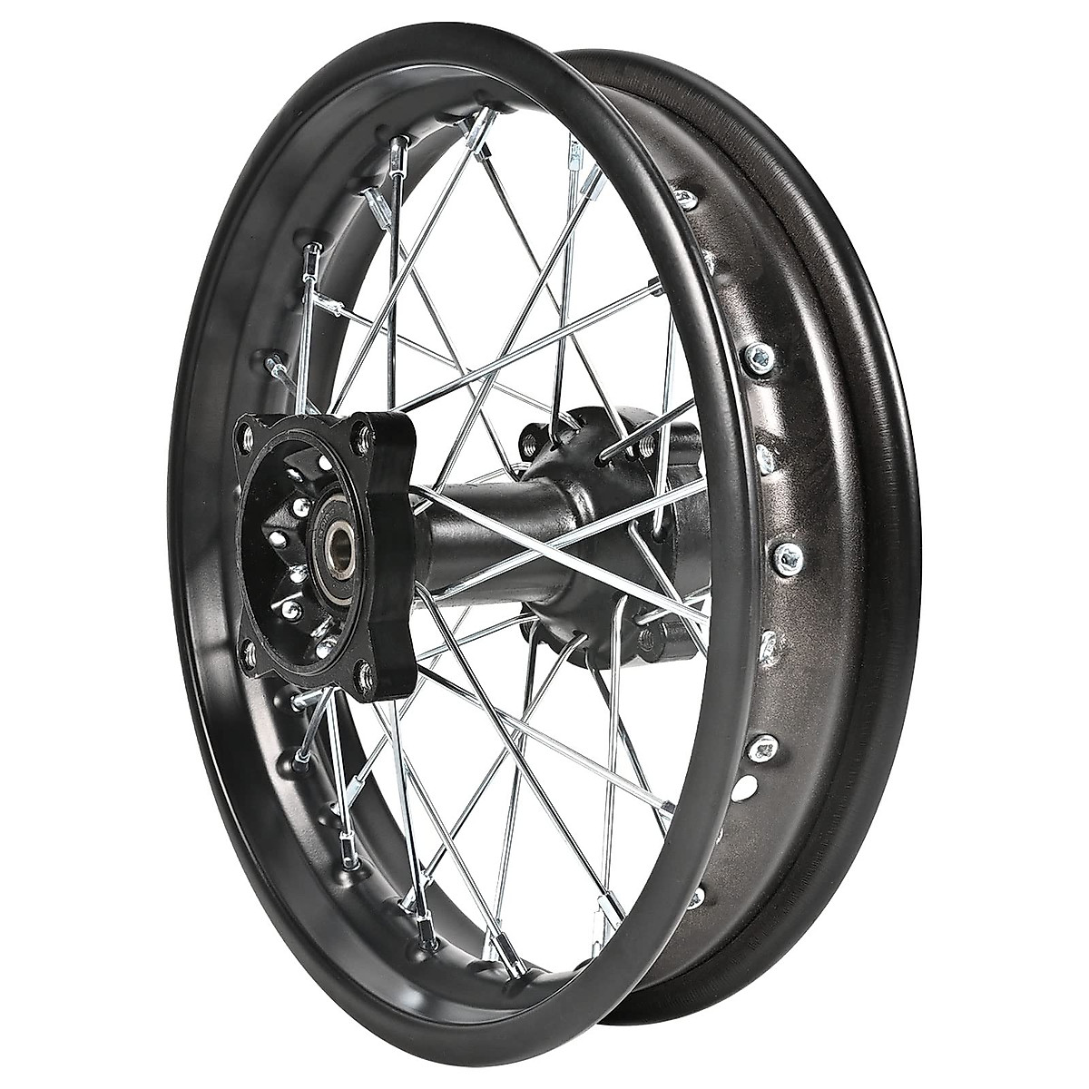 Trkimal Rear Wheel Rim Hub for Motocross Off Road Dirt Pit Bike (80/100-12 (12mm Bearing))