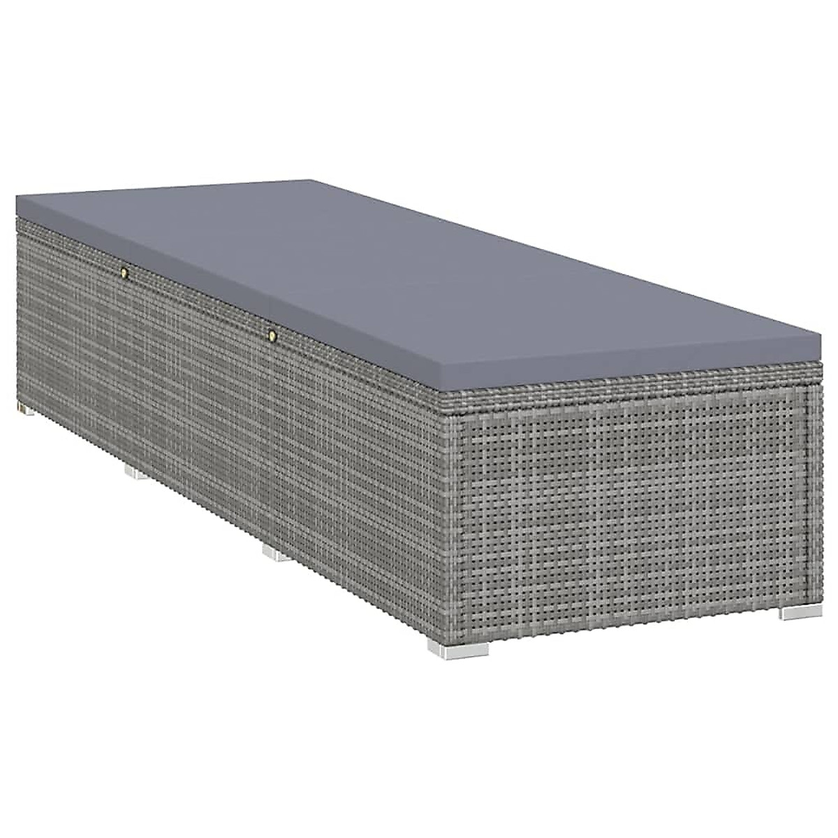 loibinfen Outdoor PE Wicker Sun Lounger with Cushion, Poly Rattan Lounge Chair, Rattan Chaise Lounger with Adjustable Backrest,Outdoor Patio Wicker Pool Chaise Lounge Chair, Poly Rattan Gray