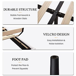 SHA CERLIN Queen Size Velvet Bed Frame with Vertical Channel Tufted Wingback Headboard, Upholstered Platform Bed with Wood Slats, No Box Spring Needed, Easy Assembly, White