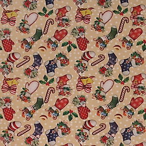 Aimyoo Kraft Christmas Wrapping Paper Jumbo Roll, Christmas Stockings Candy Canes Gloves Designs, Kids Xmas Gift Wrap Paper 17 in x 32 ft