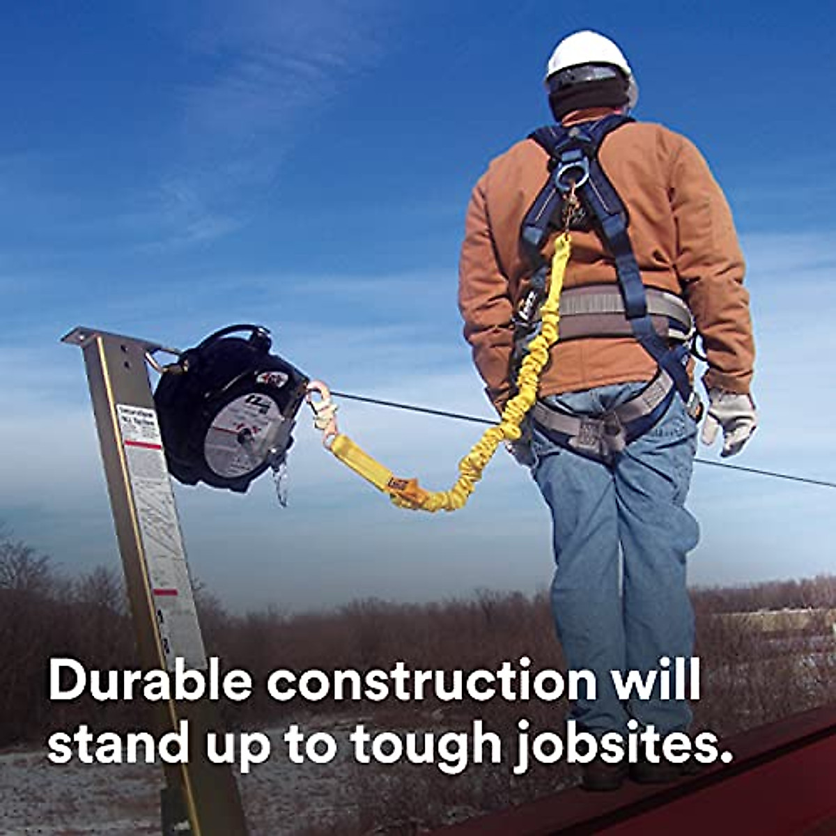 3M DBI-SALA EZ-Line 7605060 Retractable Horizontal Lifeline System, 60' Galvanized Cable, Built In Winch, Tension and Impact Indicators, Blue