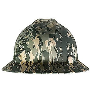 MSA 10104254 Freedom Series V-Gard Full-Brim Hard Hat With Fas-Trac III Ratchet Suspension, Polyethylene Shell, Self Adjusting Crown Straps - Standard Size in American Camouflage