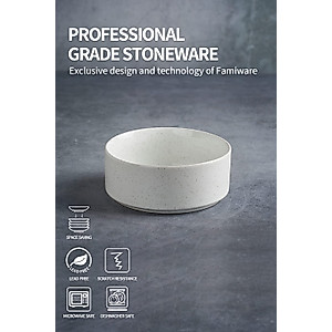 famiware Nebula Bowls Set, 5.5" Cereal Bowl Set, 6 Pieces Bowls for Cereal, Soup, Rice, Oatmeal, White