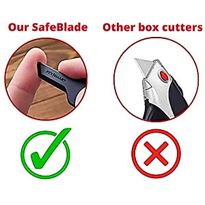 KeySmart Safe Box Cutter - Key-Shaped Safe Package Opener for Everyday Carry, with Finger Protection Fits Perfectly on Keychain or Inside a KeySmart (Black)