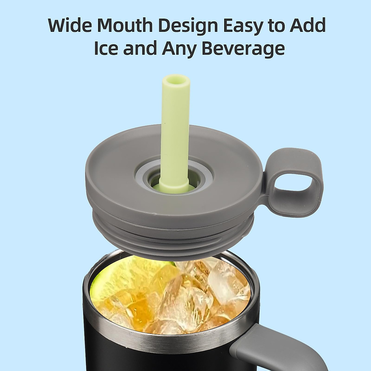 BJPKPK 32oz Stainless Steel Insulated Tumbler with Handle and Straw Travel Coffee Mug Thermal Cups with Lid,Black