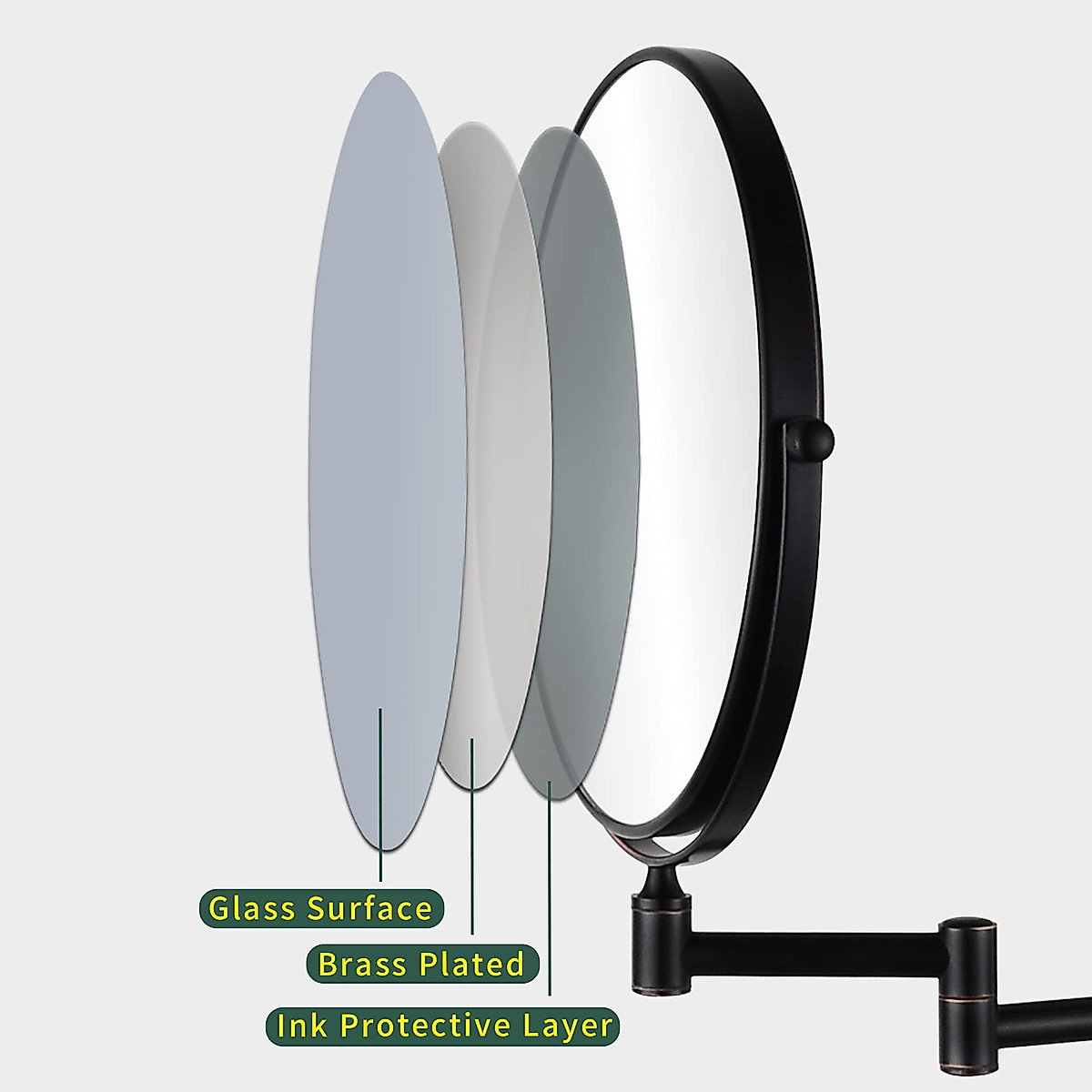 Nicesail Orb 1X/10X Magnifying Makeup Mirrors for Wall Mounted Makeup Mirror 8 Inch, Double-Sided 10x Magnifying Mirror Wall Mount, Oil Rubbed Bronze (8 Inch, 10X)