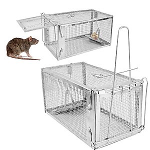 iMounTEK Animal Steel Cage Traps, Humane Live Mouse Trap Reusable Metal Rat Rodent Cage Catch Release Continuous Capture Indoor Outdoor