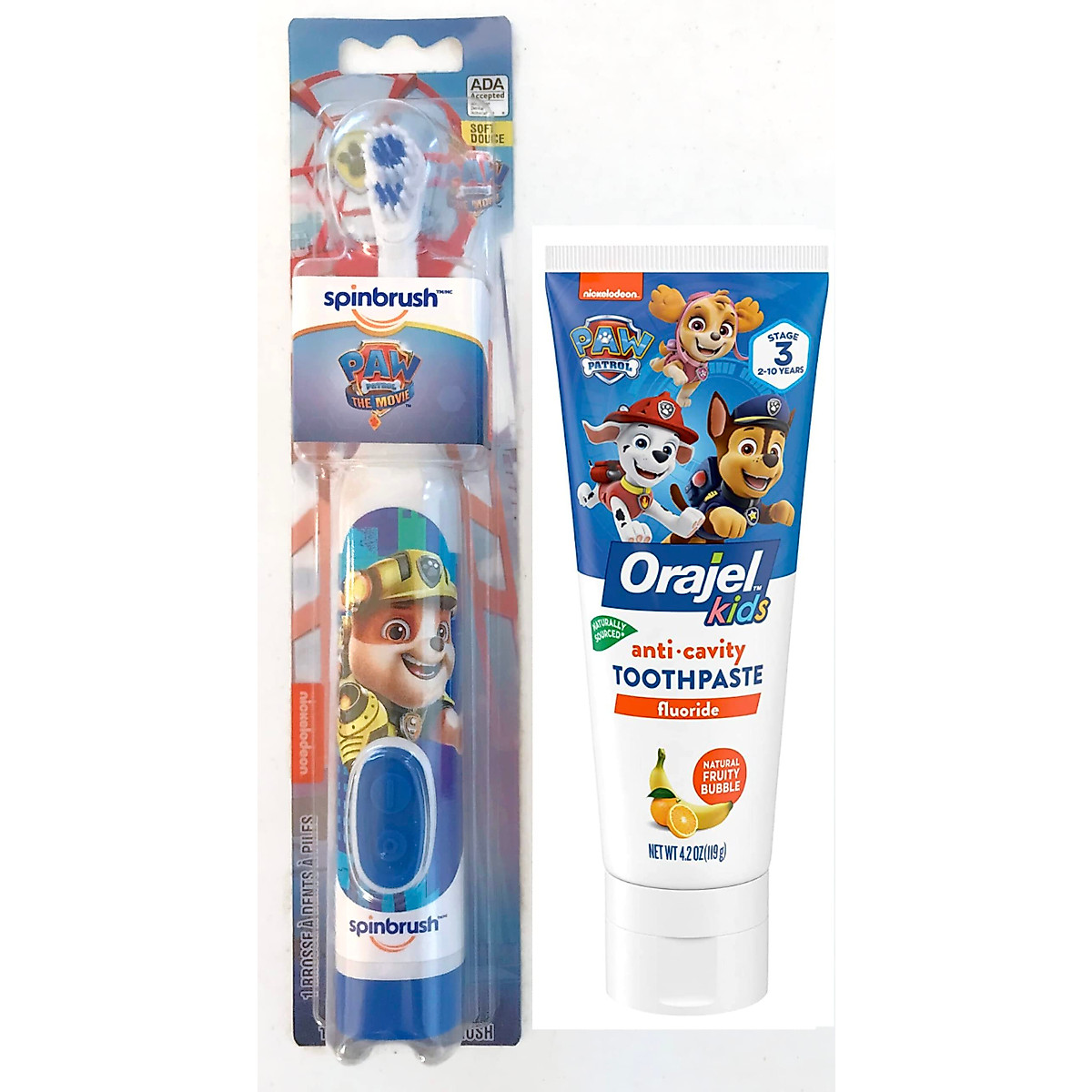 BCE Trends Paw Patrol Electric Toothbrush and Fluoride Toothpaste Set for Kids (Rubble)