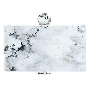 Clutch Purse for Women - Marble Crossbody Handbags - Acrylic Square Box Handbag and Purse for Casual Party Wedding (White)