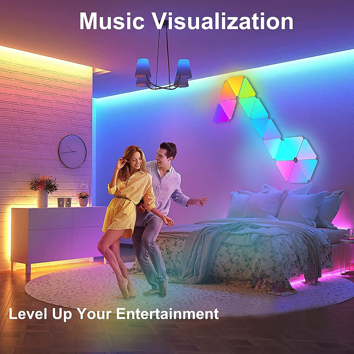 Triangle Lights LED Light Panels, Smart LED Wall Lights RGB Gaming Lights with Remote, Gaming Room Decor Work with Alexa Google Assistant,APP & Voice Control Music Sync for Bedroom/Streaming,9 Pack