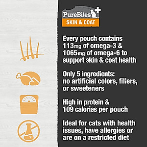 PureBites+ Skin & Coat Squeezables for Cats, only 5 Ingredients, case of 15