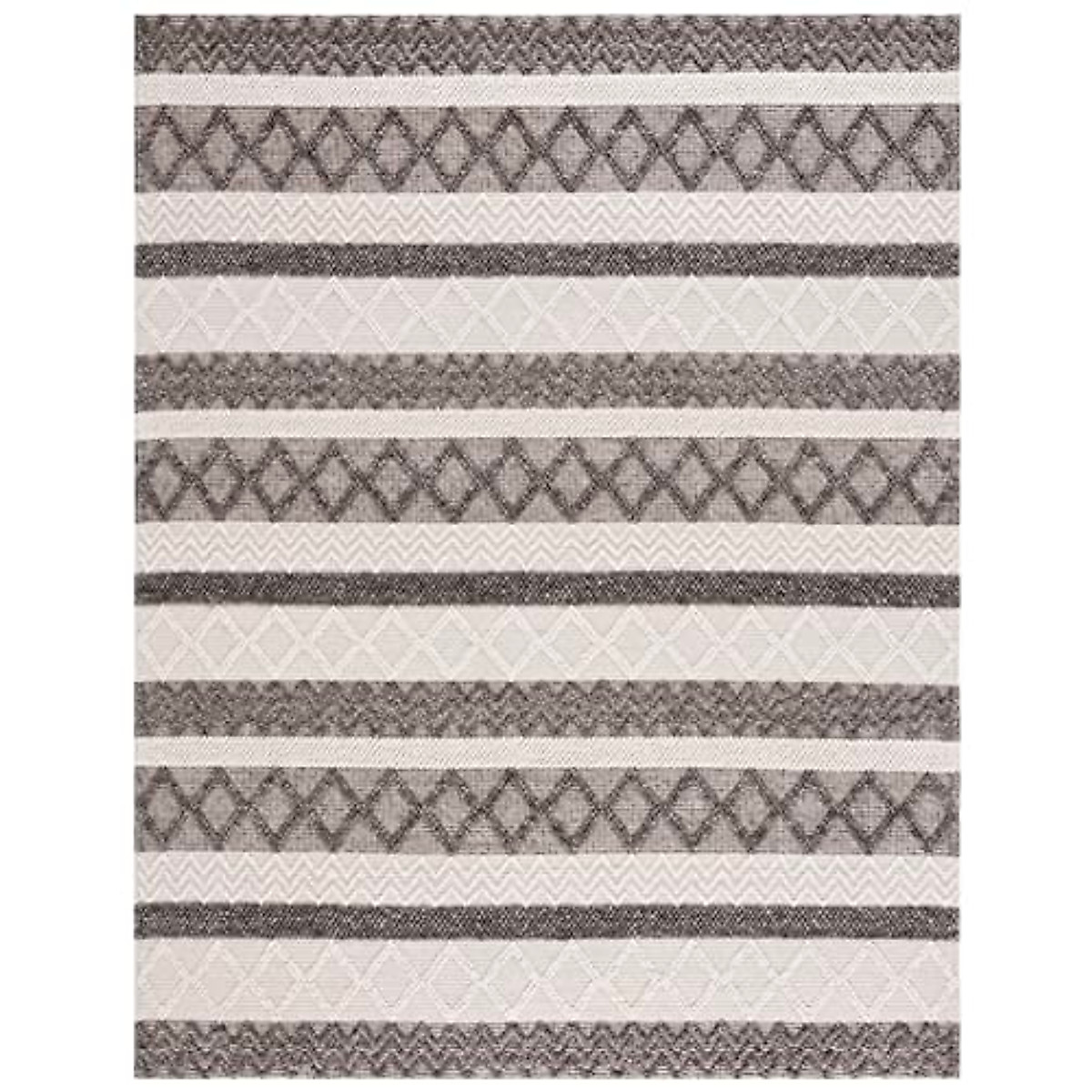SAFAVIEH Natura Collection Area Rug - 8' x 10', Ivory & Grey, Handmade Moroccan Boho Farmhouse Rustic Tassel Wool, Ideal for High Traffic Areas in Living Room, Bedroom (NAT291F)