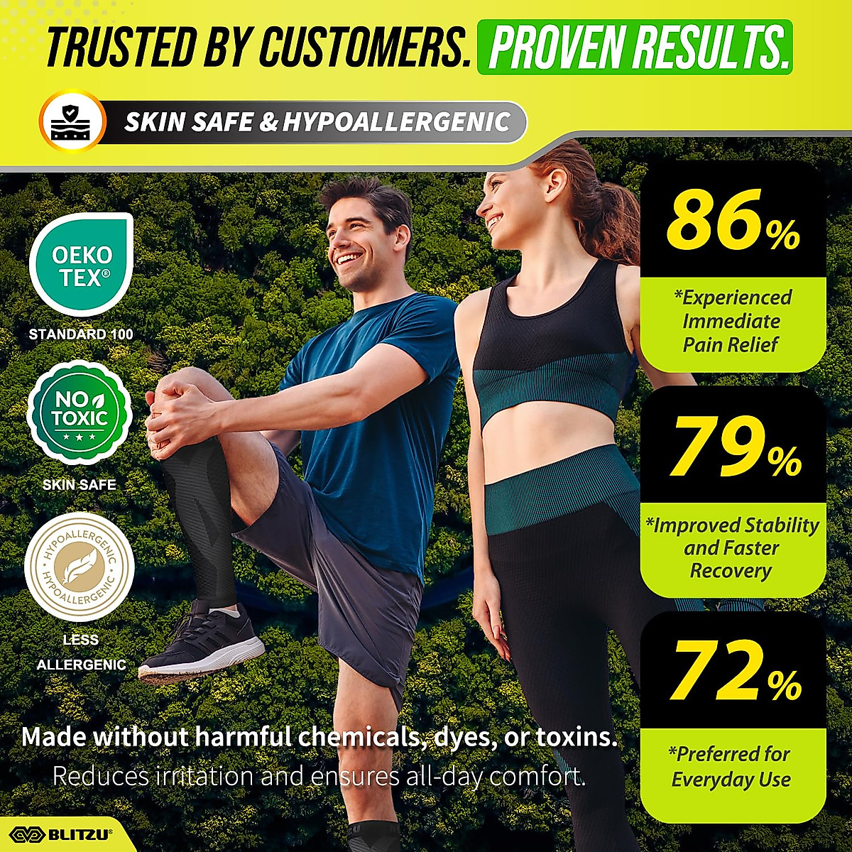 BLITZU Calf Compression Sleeve for Women and Men, Shin Splint Sleeves for Varicose Veins, Nursing, Pregnancy, Running, Footless Compression Socks Support for Calf Muscle Pain Relief Purple L-XL