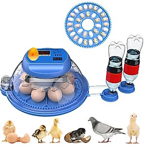 8-33 Eggs Incubator for Hatching Eggs, Double Egg Chicken Duck Goose Pigeon Quail Trays with Automatic Egg Turning and Water Adding, Egg Candler, Farm Poultry