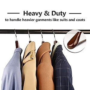 Coat Hanger 8-Pack, MEQUTION Wood Hangers Trouser Hangers Extra Wide Shoulder Wooden Hangers for Heavy Coat, Sweater, Skirt, Suit, Pants, Retro Finish (Retro Finish)