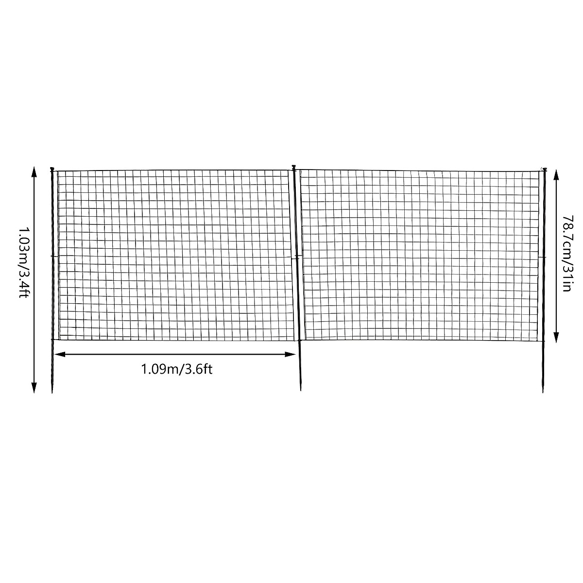 Fetcoi Metal Garden Fence Panels, 7 Panels +Gate, Outdoor Dog Pet Fence Animal Barrier Decorative Garden Fencing Border Fence for Yard Patio, 3.4ft Tall