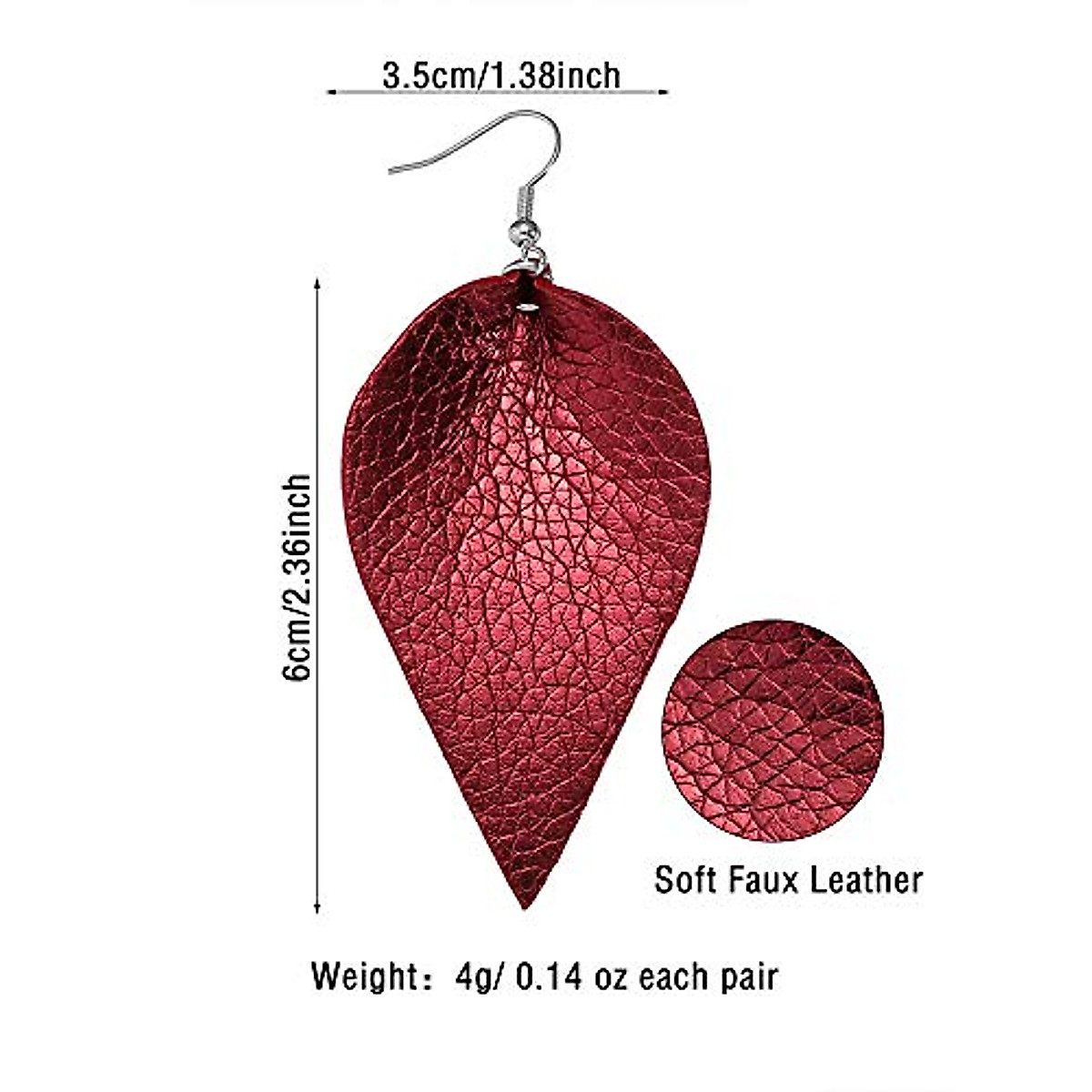 Jetec 8 Pairs Faux Leather Earring Set Leather Leaf Earring Petal Dangle Drop Earring for Birthday Women Girl